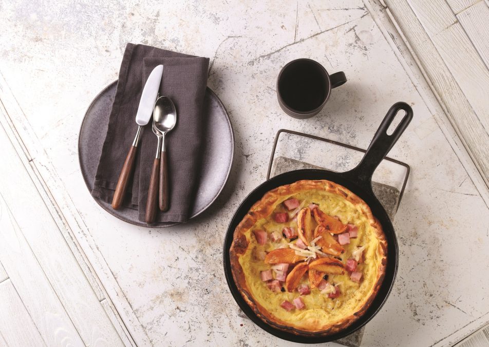 Ham, Aged Cheddar and Roasted Apple Dutch Baby Recipe